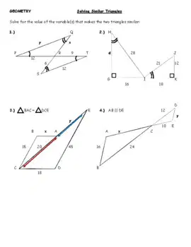 Solving Similar Triangles Quiz