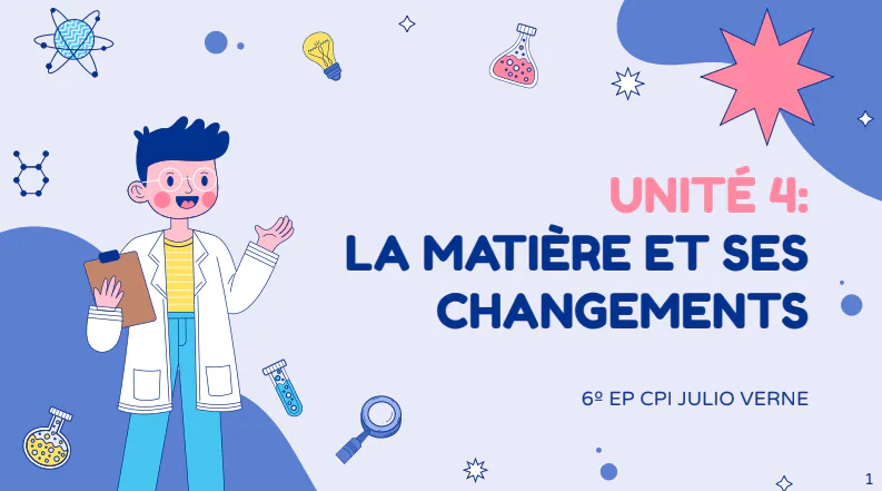 RÉVISION UNITÉ 4: LA MATIÈRE 6th Grade Quiz | Wayground