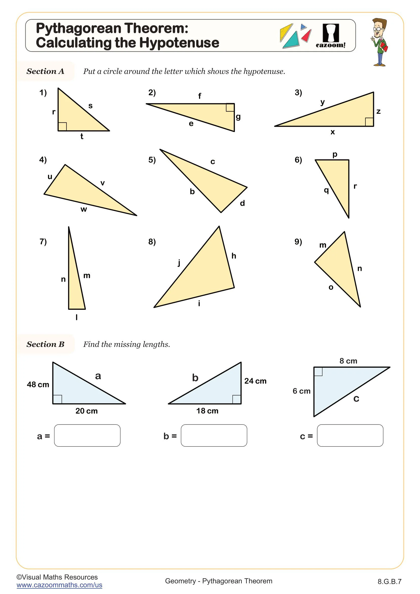 Finding Hypotenuse Using Pythagorean Theorem 8th Grade Quiz | Wayground