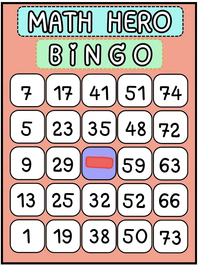 แบบทดสอบ Math Hero Bingo แบบทดสอบ