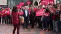 Rebecca Long-Bailey posing for photos with Jeremy Corbyn and supporters ...
