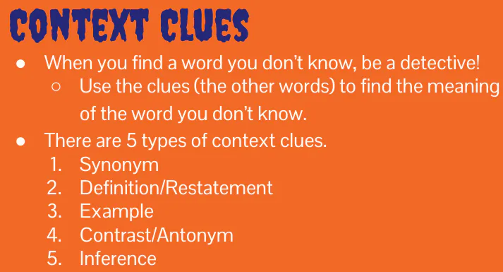 Context Clues (23-24) 8th Grade Flashcard | Quizizz
