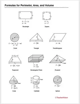 Area Perimeter Volume Quiz