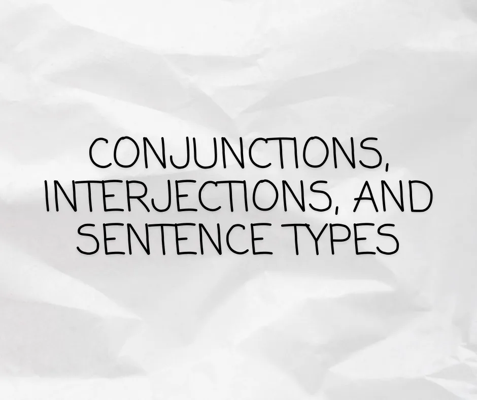 Conjunctions, Interjections and Sentence Type Quiz
