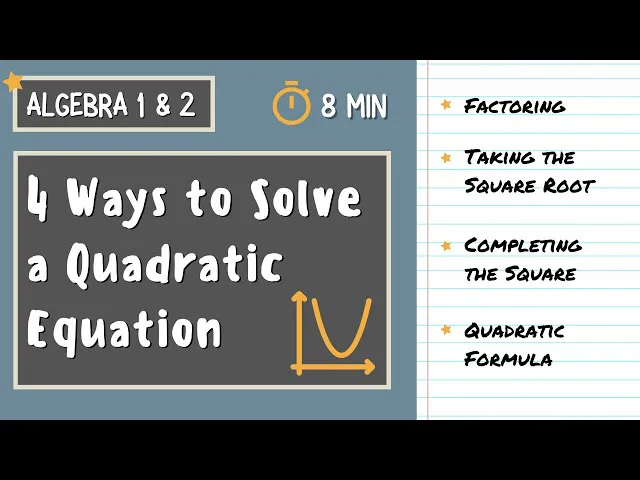 Methods of Solving Quadratic Equations 9th Grade Quiz | Quizizz