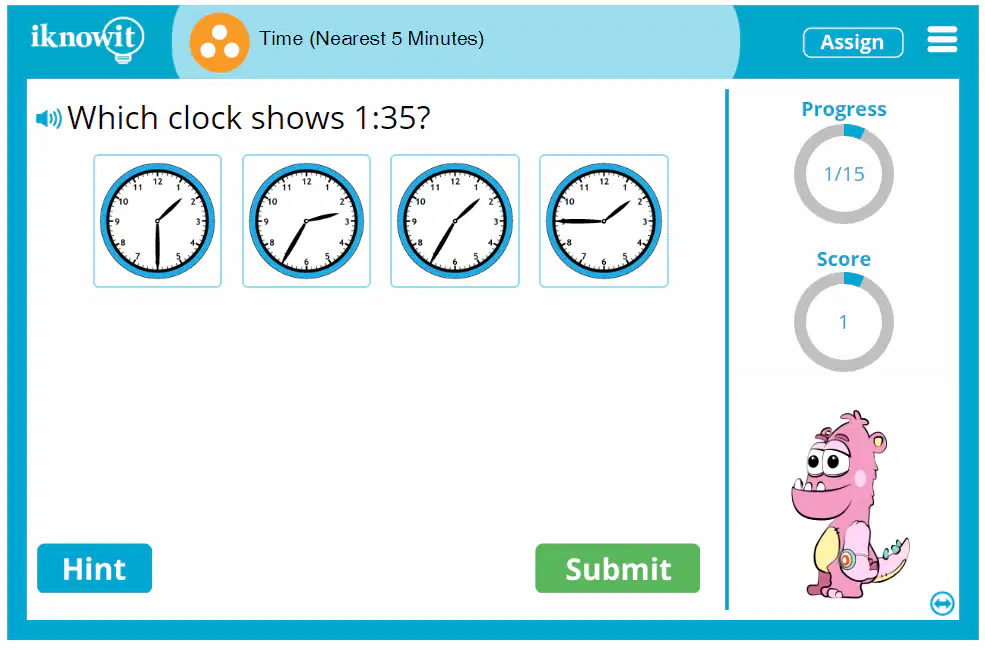 Telling Time to the Nearest 5 Minutes 3rd Grade Quiz | Quizizz