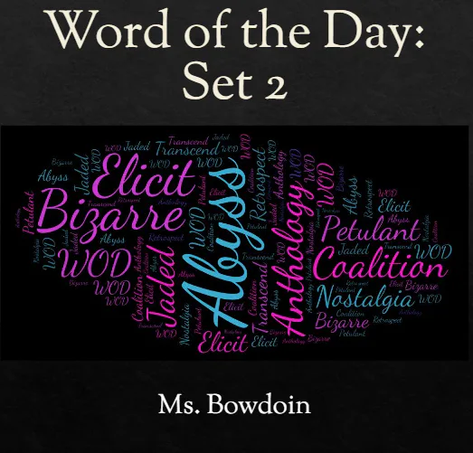 Word of the Day: Set 2 Flashcard 10th Grade Flashcard | Wayground