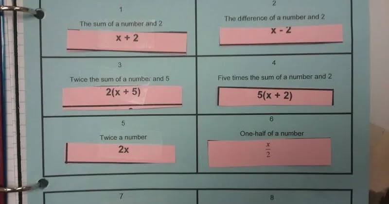 Algebraic Verbal Expressions Quiz