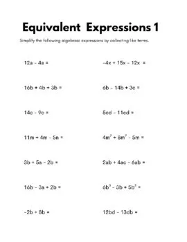 Equivalent Expressions Quiz