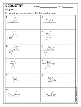 Complementary, Supplementary, Vertical, and Adjacent Angles Missing ...
