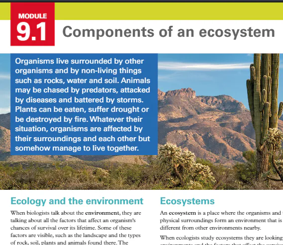 9.1 Components of an Ecosystem 9th Grade Quiz | Wayground