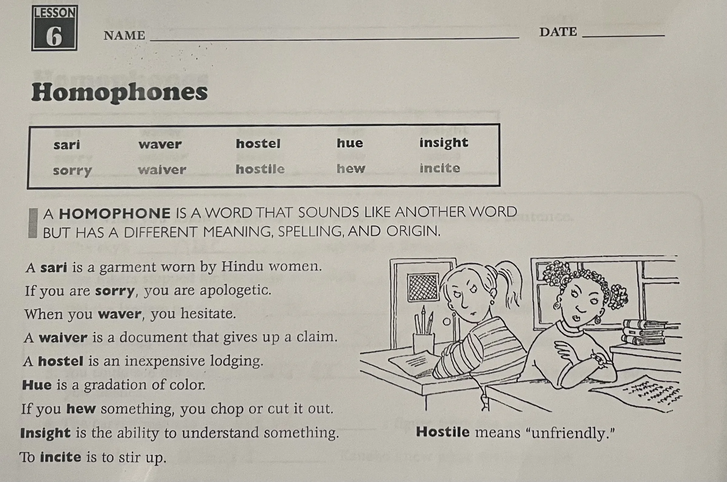 Lesson 6-Homophones 6th - 8th Grade Quiz | Wayground (formerly Quizizz)