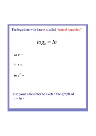 ln and log e basics 9th - 12th Grade Quiz | Quizizz