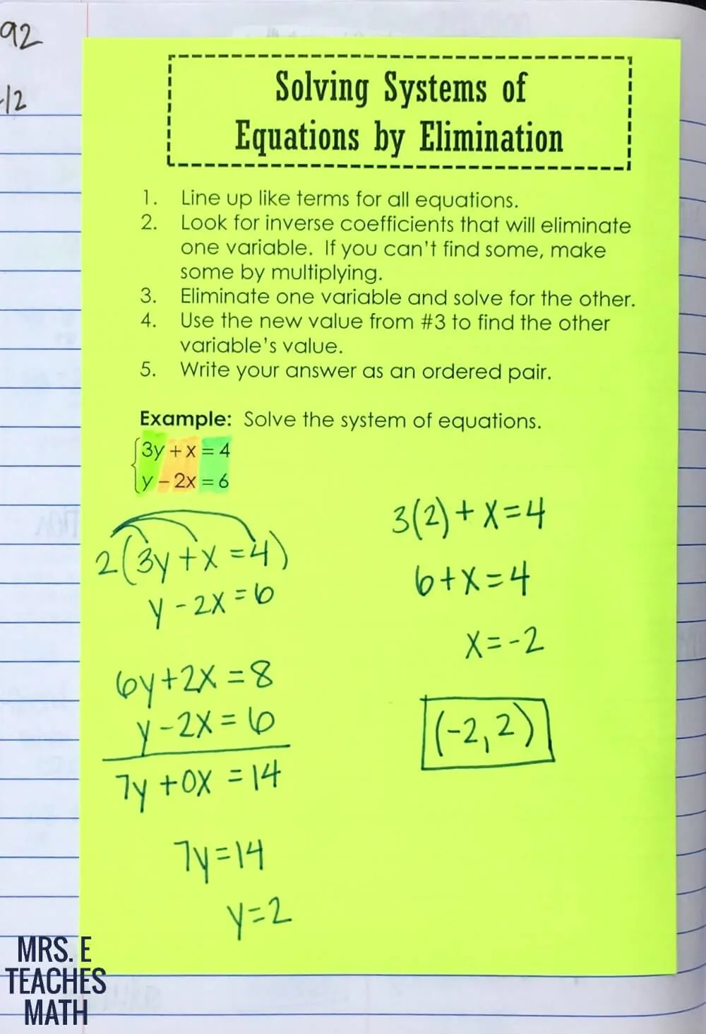 Systems of Equations with Eliminations and Substitution 9th Grade Quiz ...