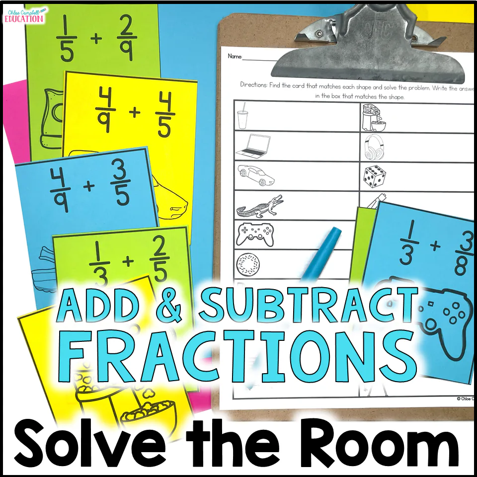 Adding and Subtracting Fractions with Unlike Denominators 5th Grade ...
