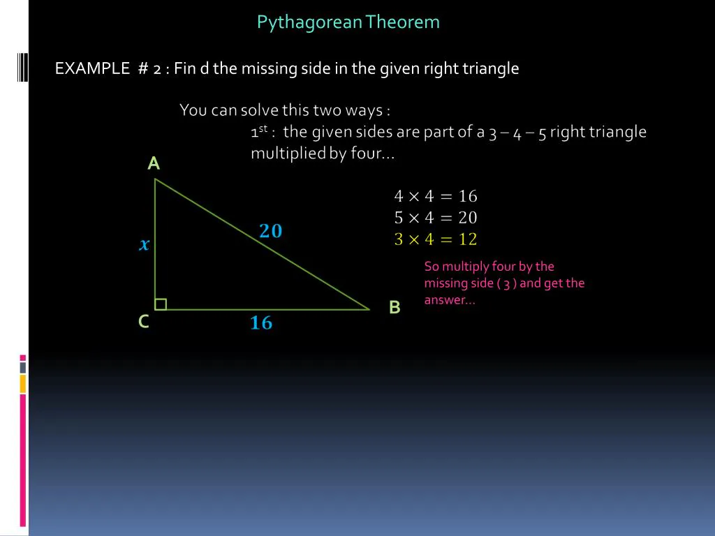 Find the Missing Side Using the Pythagorean Theorem Word Problem 8th ...