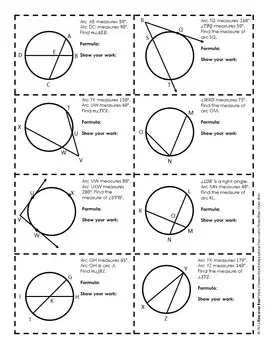 Angles and Arcs of Circles Quiz