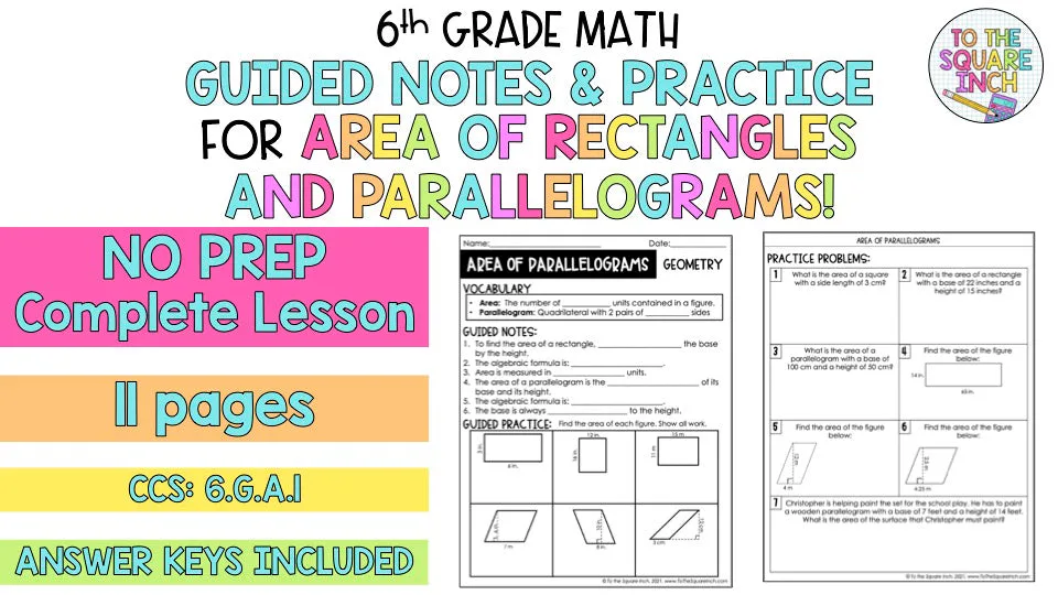 Area of Rectangles and Parallelograms 6th Grade Quiz | Wayground