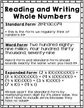 Read and Write Whole Numbers Quiz
