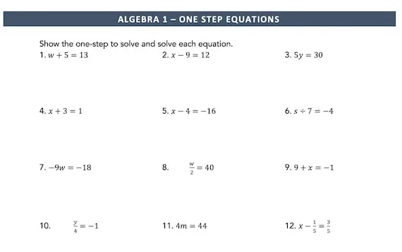 One-Step Algebraic Equations 6th Grade Quiz | Wayground
