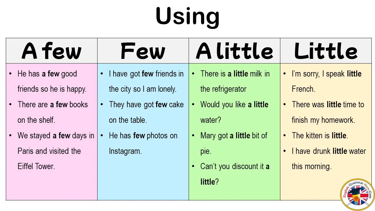 A Few vs A Little 12th Grade Quiz | Quizizz