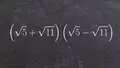 Multiplying Using the Difference of Two Squares When Given Radical ...