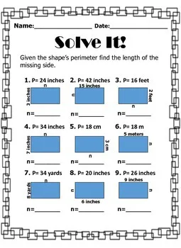 Area and Perimeter Missing Side Quiz