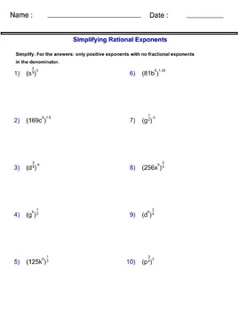 Radical and Rational Exponents Quiz