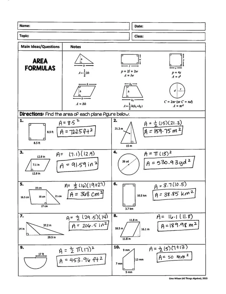 Perimeter and Area of Plane Figures 7th Grade Quiz | Quizizz