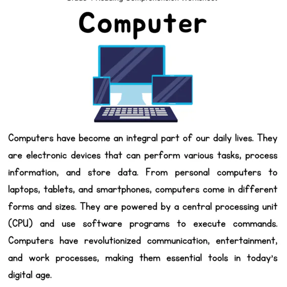 Computer - Reading Comprehension Reading Passage