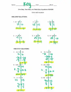One and Two Step Multi Step Equations 8th Grade Quiz | Quizizz