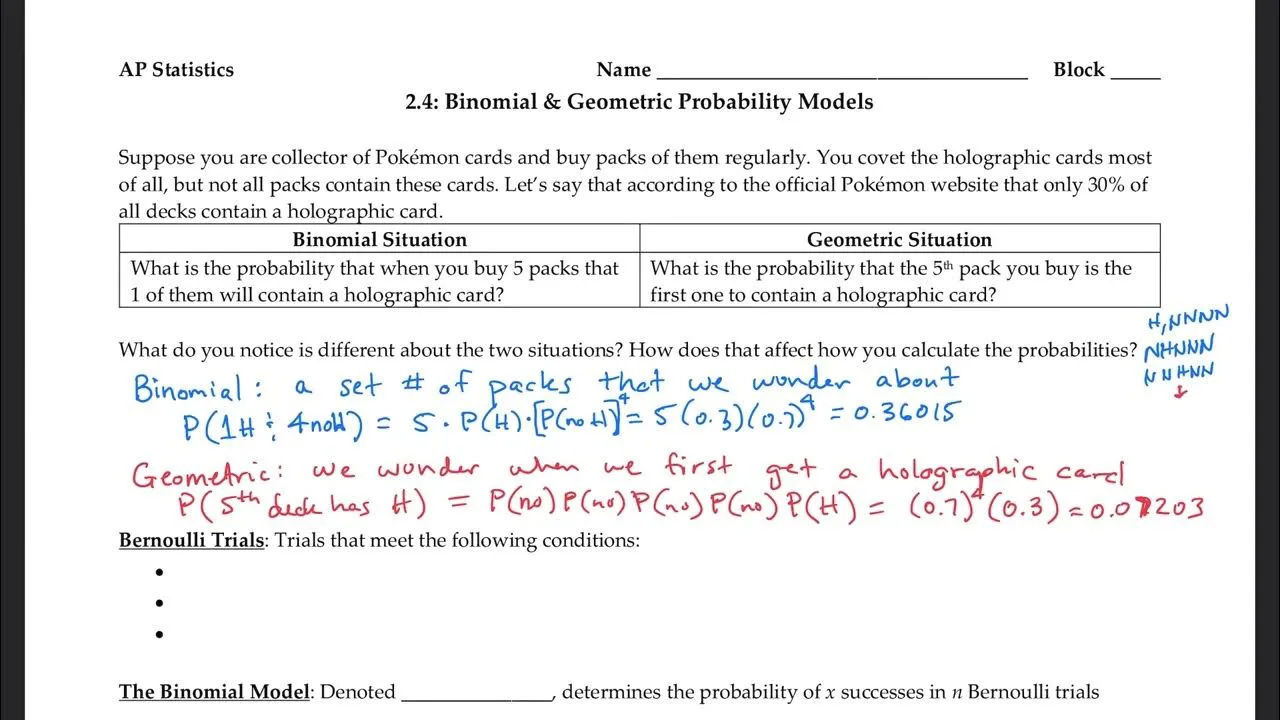 AP Statistics Binomial and Geometric Probability 12th Grade Quiz ...