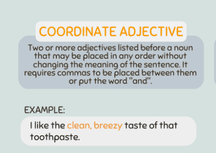 Coordinate Adjectives Quiz Quiz