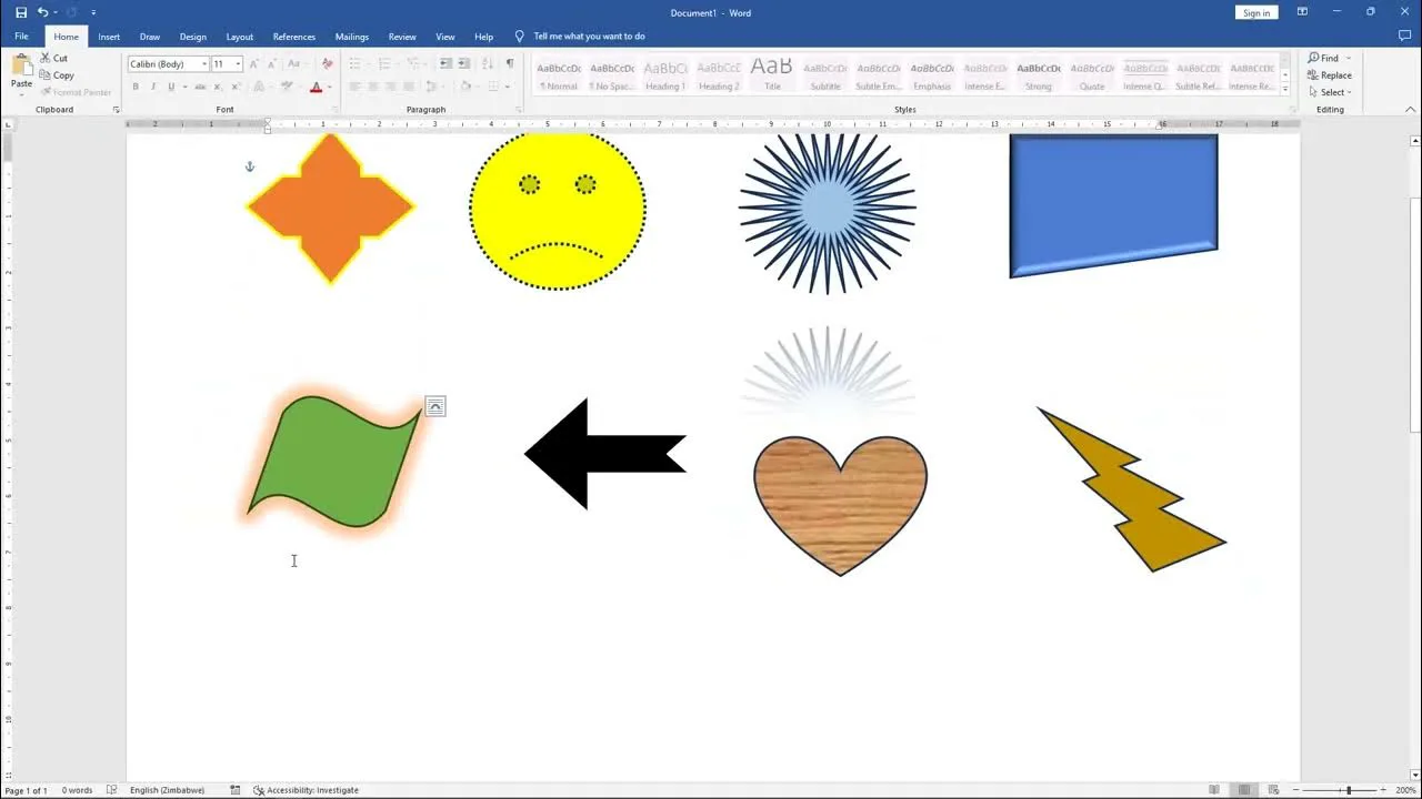 MS Word Shapes Quiz Quiz