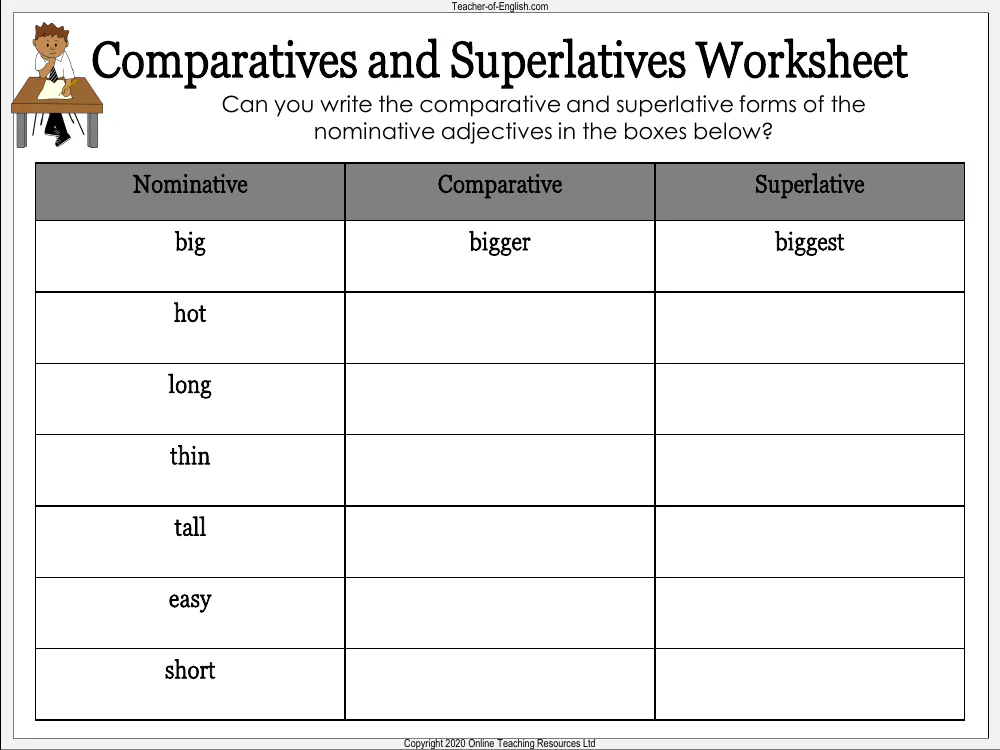 Comparative and Superlative Adjectives 4th Grade Quiz | Wayground