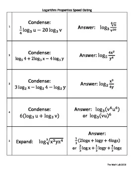 Transform Logarithm Graphs Quiz