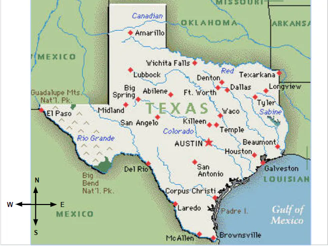 Explore Texas using Cardinal Directions 4th Grade Quiz | Quizizz