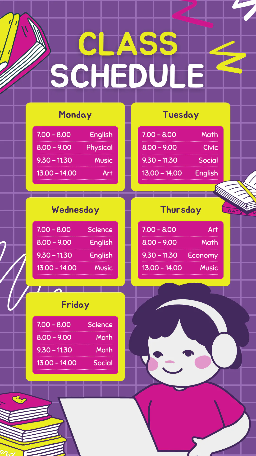 Formative Assessment I School Schedule Quiz 7th Grade Passage ...