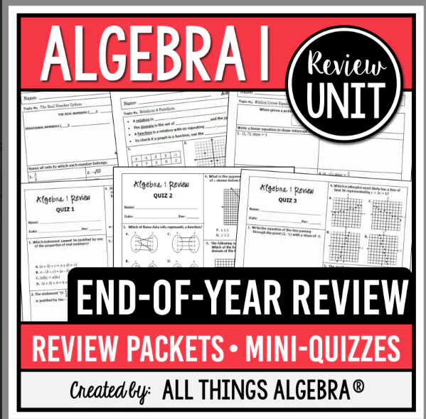 Algebra 1 Review FLASHCARD 1 Flashcard