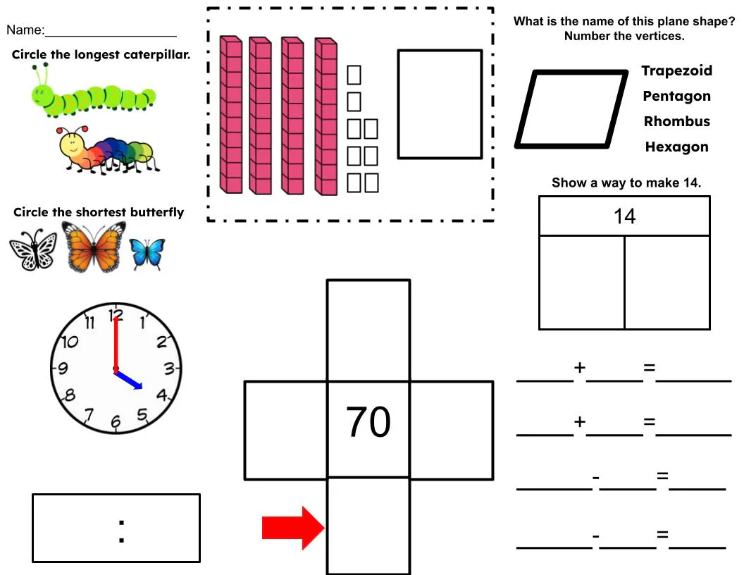 1st Grade MathReps #16 Updated Quiz