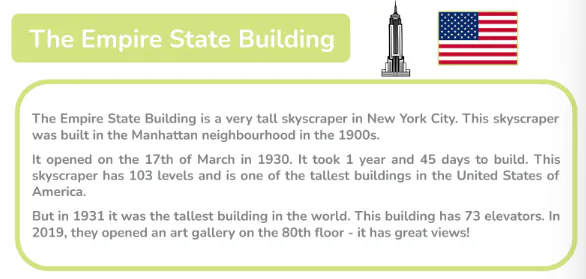 Kids Course B - Unit 5 - Quiz 1B: The Empire State Building Quiz ...