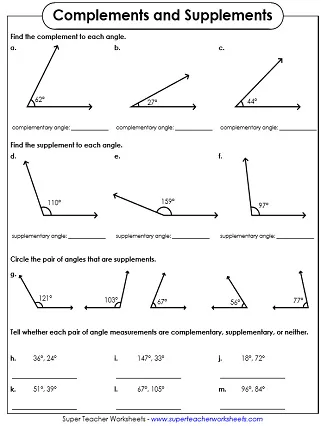 Complementary and Supplementary Angles 7th Grade Quiz | Wayground