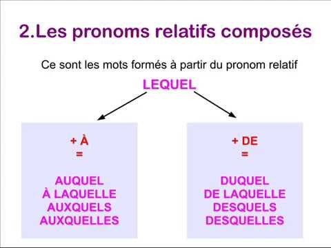 Les pronoms relatifs 4 (lequel, auquel et duquel) Quiz