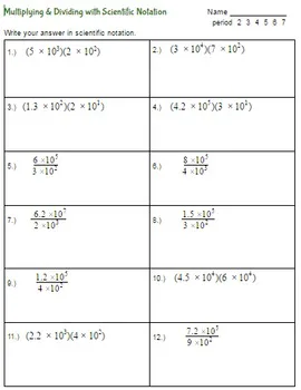 Multiply/Divide Scientific Notation Quiz