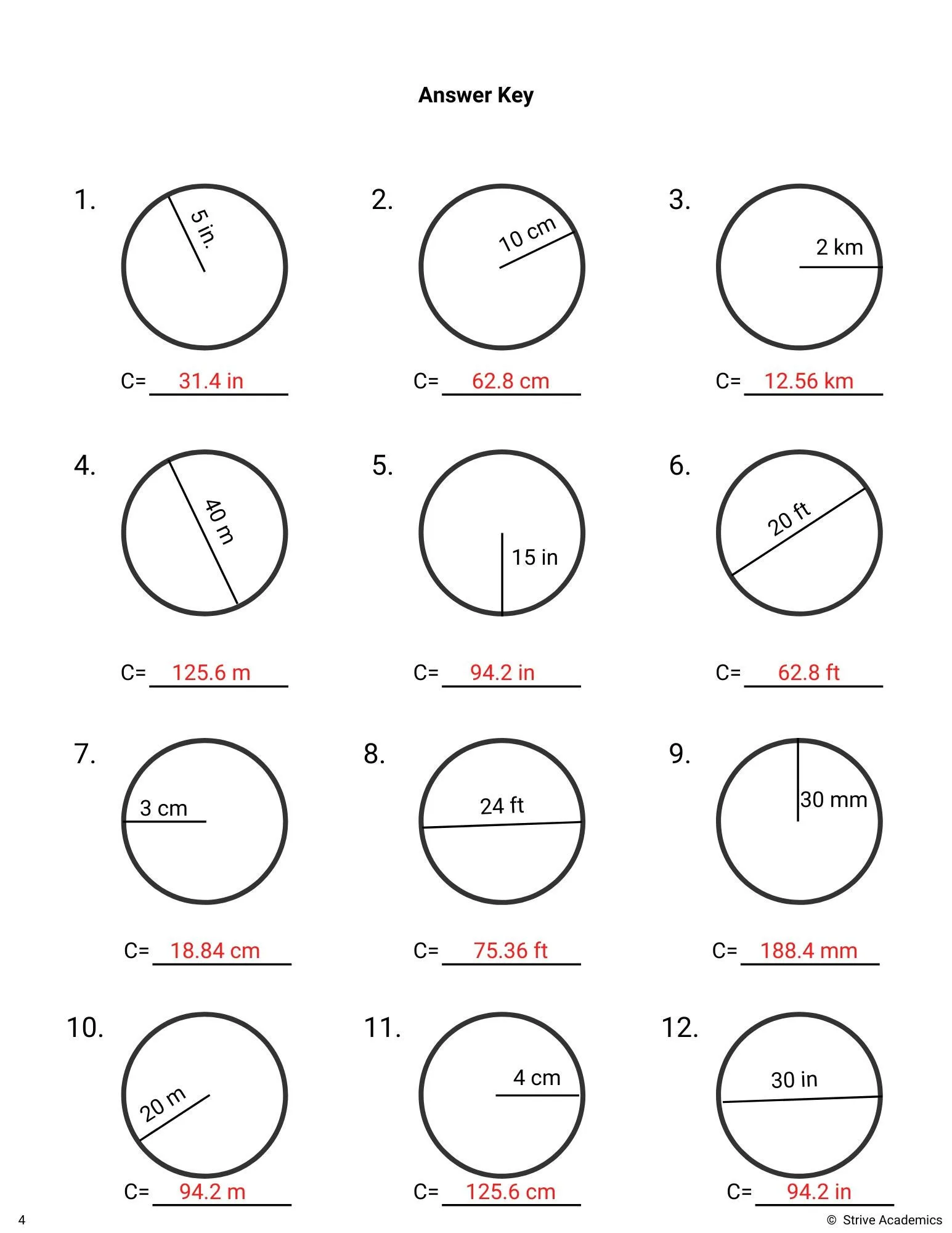 Area and Circumference of Circles 7th Grade Quiz | Wayground (formerly ...