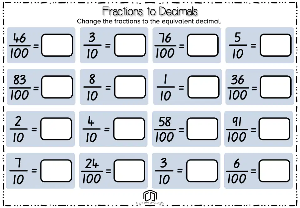 Fractions to Decimal Easy Quiz