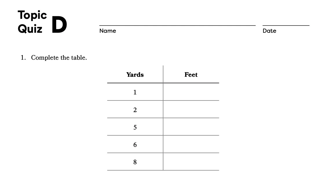 Module 2 Topic D Grade 4 Measurement Conversion Quiz Quiz