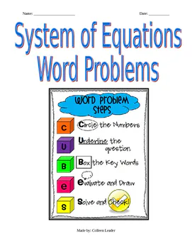 System of Equation Word Problems 9th Grade Flashcard | Wayground