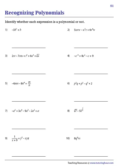 Polynomial Identification Quiz