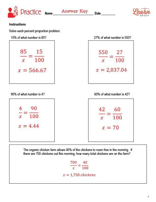 Percent Proportion Find the Whole 6th Grade Quiz | Quizizz